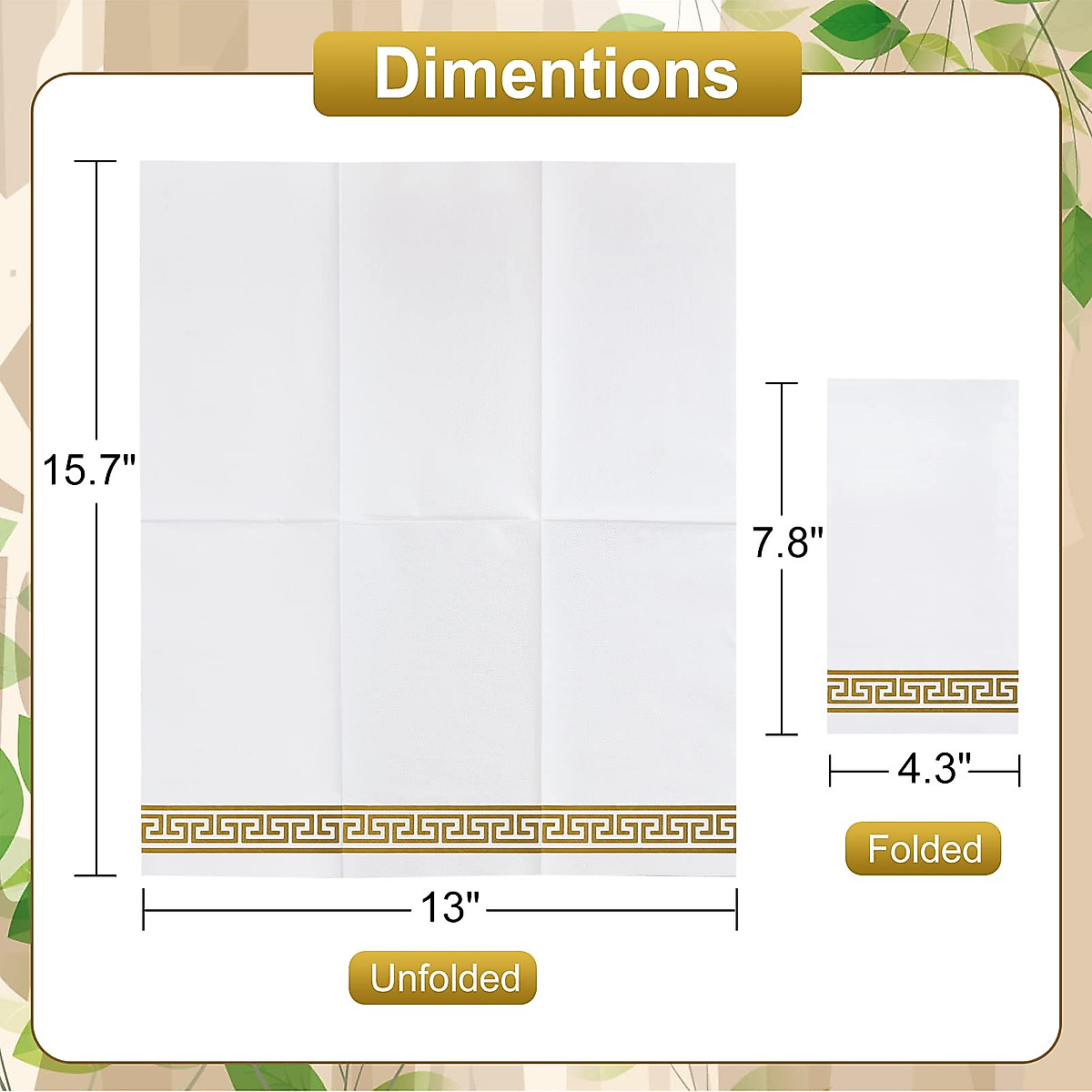 250 Pcs Paper Napkins Disposable, 3-Ply Guest Paper Hand Towels for Bathroom, Soft and Absorbent Christmas Dinner Napkins Thansgiving Party White and Gold Napkins for Kitchen, Weddings or Events