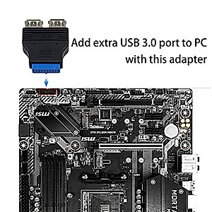 Duttek USB 3.0 Motherboard Adapter 2 Pack, Internal USB 3.0 Header Splitter Adapter, USB 3.0 Female Mount Panel to Motherboard 20pin Female for PC Motherboard Mainboard