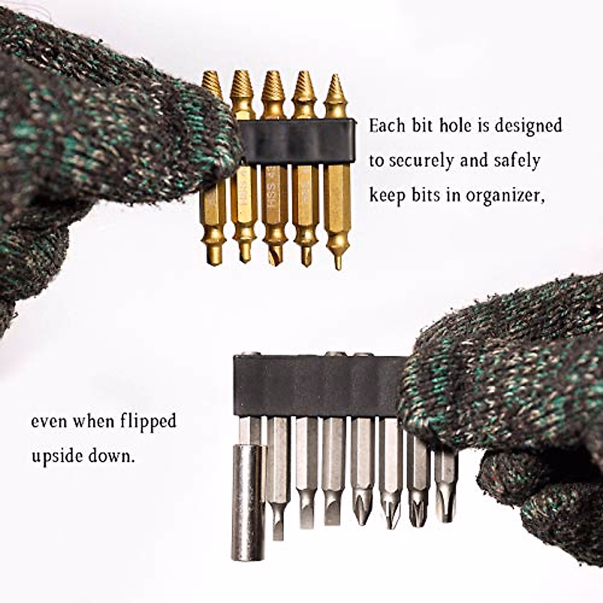 3-13 Holes Hex Shank Screwdriver Bit Holder, Drill Bit and Driver Bit Plastic Screwdriver Head Storage Case, 9 pcs Poly Bag By MKMKYEE