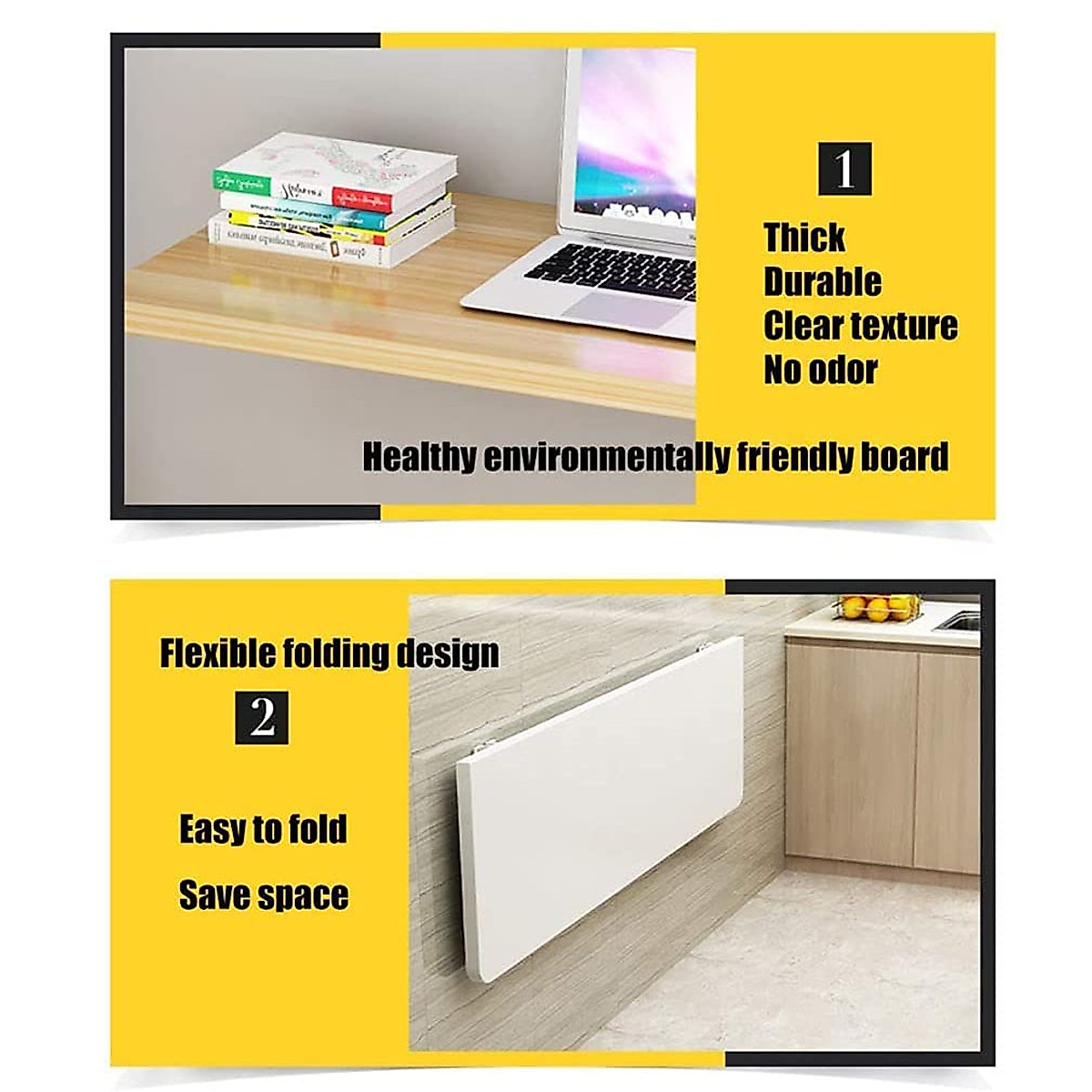 RXBFD Wall Mounted Workbench Wall Hanging Folding Solid Wood Drop-Leaf Table Small Fold Down Kitchen Table Heavy Duty Fold Fown Dining Table Computer Desk