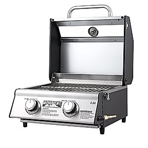 Portable Propane Gas Grill 2-Burner Tabletop Clearview Monument Grills with cover