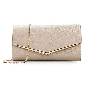 ZHANNI Evening Bag Clutch Purses with Texture for Women Ladies Party Handbag Wedding Bag Prom Clutch (Gold)