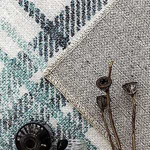 DECOMALL NELE Washable Area Rugs, Modern Lattice Non-Slip Carpet for Bedroom Living Room Sofa Dining Room, Blue 5’x7’