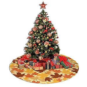 Dewoofly Fall Maple Leaf Nut Tree Skirts Xmas Ornaments, Seasonal Leave Tree Skirt for Christmas Party Holiday All Occasions 30"