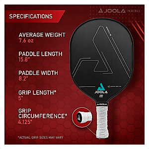 JOOLA Radius Pro Pickleball Paddle with Textured Carbon Grip Surface - Creates More Spin and Maximum Control - Largest Sweetspot - 16mm Pickleball Racket with Response Polypropylene Honeycomb Core