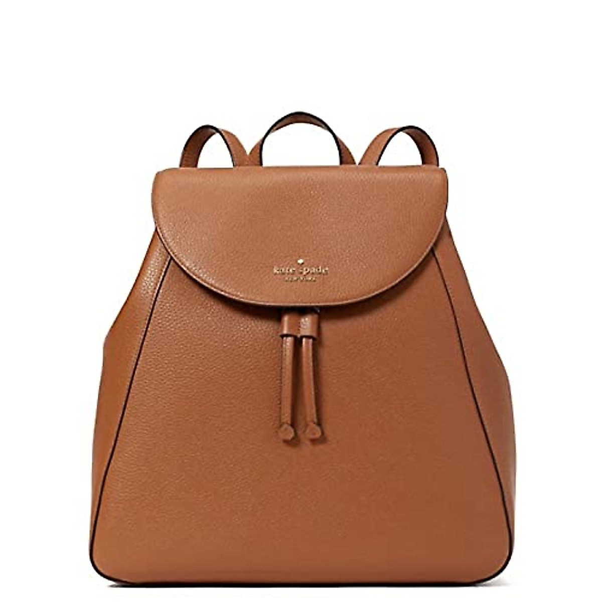 KATE SPADE LEILA LARGE FLAP BACKPACK TOTE BAG GINGERBREAD PEBBLED LEATHER