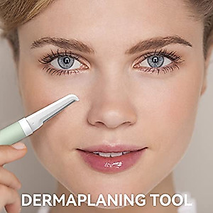 Dermaplaning Tool for Women Face Exfoliation, Durable Eyebrow Razors with 4 Replaceable Blades, Face Razors for Women Peach Fuzz and Dead Skin, Green