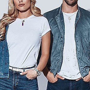 MISS RIGHT Crystal Friendship Matching Couples Necklaces for Women Men with Magnetic Heart Charm, Dainty Rose Quartz Best Friends BFF Necklace for 2 Girls (White Opal & Amethyst)