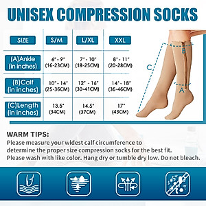 BLUEENJOY Zipper Compression Socks - 2 Pairs 15-20mmHg Open Toe Toeless Compression Socks for Women and Men