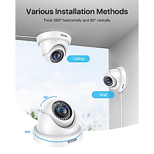 ZOSI 2MP 1920TVL Hybrid 4 in 1 TVI CVI AHD CVBS Security Camera,1080P HD Weatherproof Outdoor Indoor Surveillance Cam,Night Vision,For 960H,720P,1080P,5MP,4K analog DVR - White