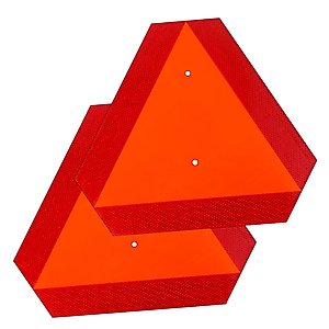 2 Pack Slow Moving Vehicle Sign Safety Triangle Road Sign with Reflective,Plastic 14"x16" Up to 7 Years Outdoor for Golf Cart Tractor UTV Waterproof
