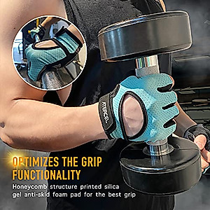ATERCEL Weight Lifting Gloves Full Palm Protection, Workout Gloves for Gym, Cycling, Exercise, Breathable, Super Lightweight for Men and Women(Aqua, S)