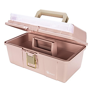 Small Craft Box with Removable Utility | Oranization For Crafts, Small Parts, & Batteries with Brass Latch