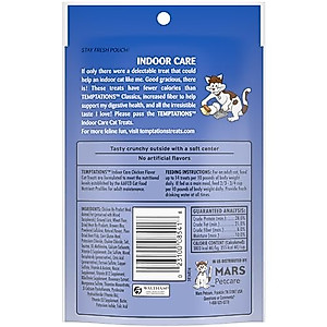 Temptations Indoor Care Crunchy and Soft Cat Treats, Chicken Flavor, 2.1 oz. Pouch (Pack of 12)