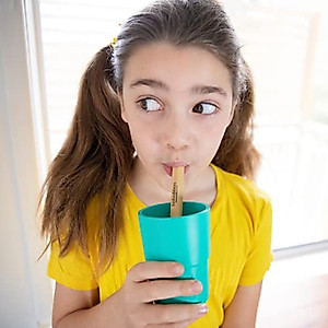 bobo&boo Plant-Based Cups for Kids – Melamine and BPA Free - Microwavable and Dishwasher Safe - Eco-Friendly Toddler Drinking Cup Set - LAGOON