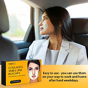 NBCT Collagen Smile Line Wrinkle Patches with Hyaluronic Acid, Aloe Vera, Vitamin E, Skin Safe & Botox Alternative