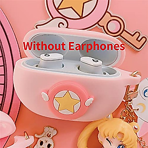 INHCH Compatible for Wireless Headphones Silicone Case Cover Cute Series for Beats Studio Buds Anti-Lost & Shockproof Easy Carrying Protective Case (Studio Buds,C)