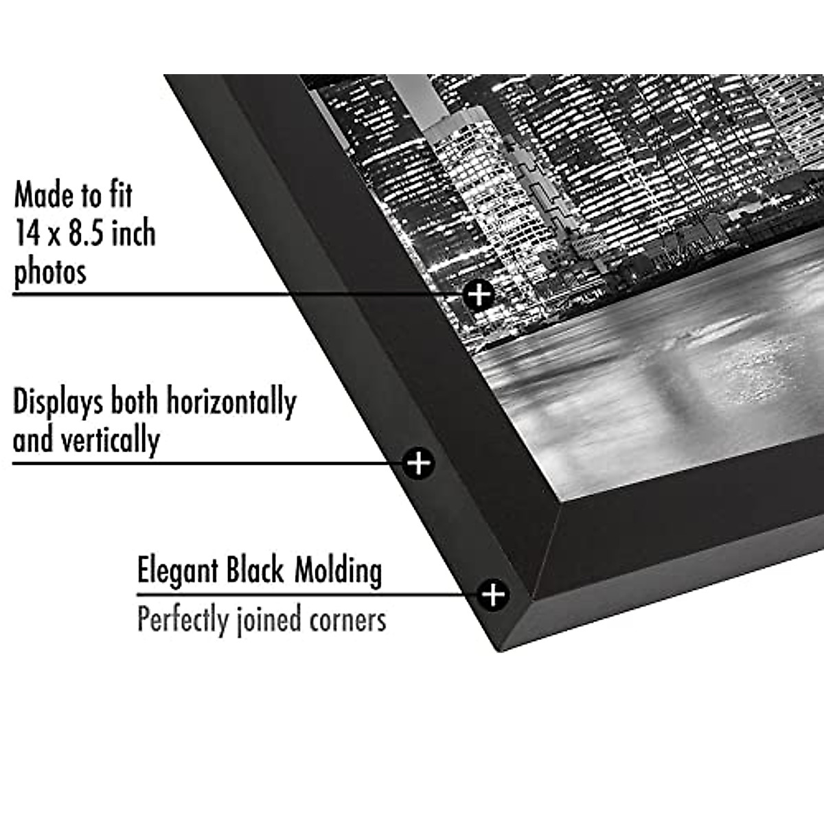 Americanflat 8.5x14 Picture Frame in Black - Engineered Wood with Shatter Resistant Glass - Horizontal and Vertical Formats for Wall