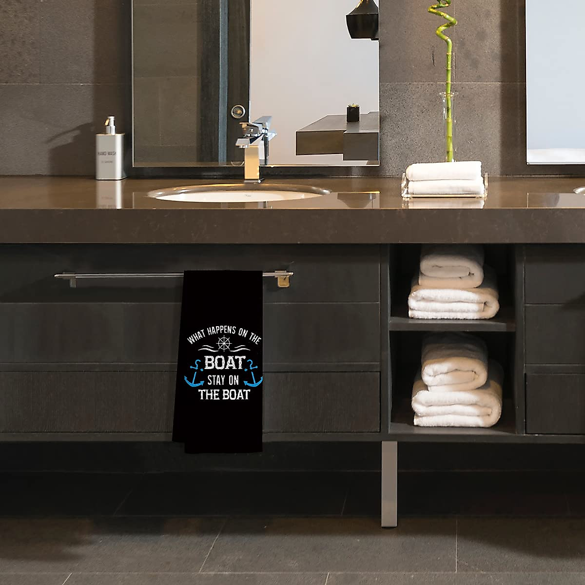 Boat Gifts,What Happens On The Boat Stays On The Boat Kitchen Towels Dish Towels,Nautical Anchor Anchor Decorative Hand Towels,Gifts for Boat Owners,Sailor Gifts