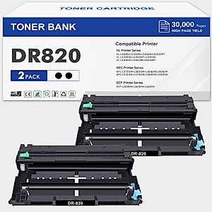 Toner Bank Compatible Drum Unit Replacement for Brother DR820 DR-820 DR 820 for Brother MFC-L5850DW HL-L6200DW HLL6200DW L6200DW MFC-L5900DW MFC-L5700DW HL-L5200DW L5200DWT Printer Drum Unit 2PK