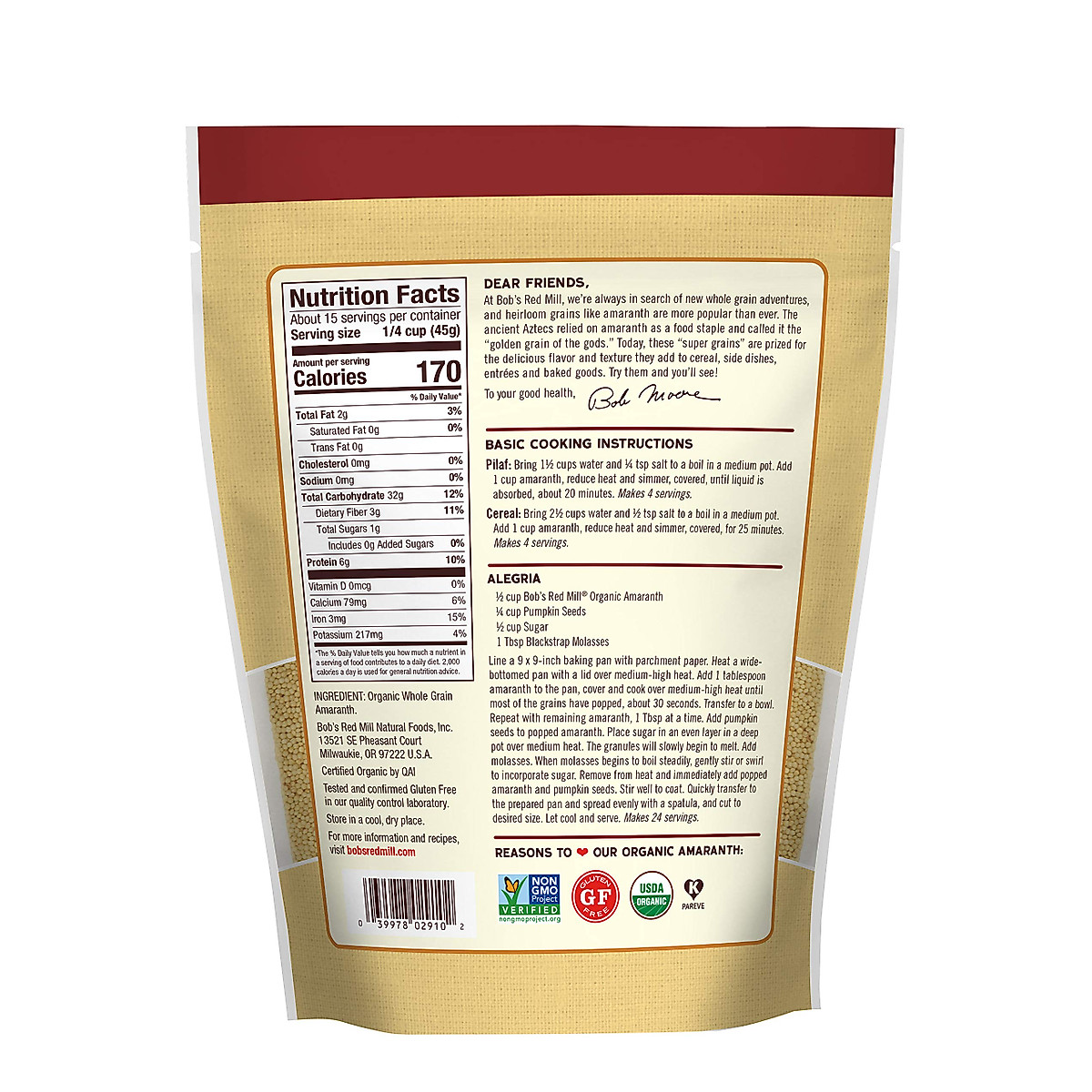 Bob's Red Mill Organic Amaranth Flour, 18 Oz