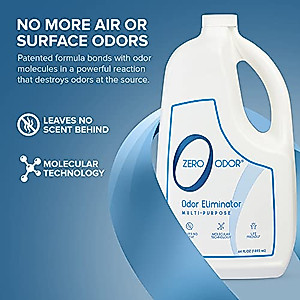 Zero Odor – Multi-Purpose Odor Eliminator - Eliminate Air & Surface Odor – Patented Technology Best for Bathroom, Kitchen, Fabrics, Closet- Smell Great Again, 64oz Refill, 2-Pack