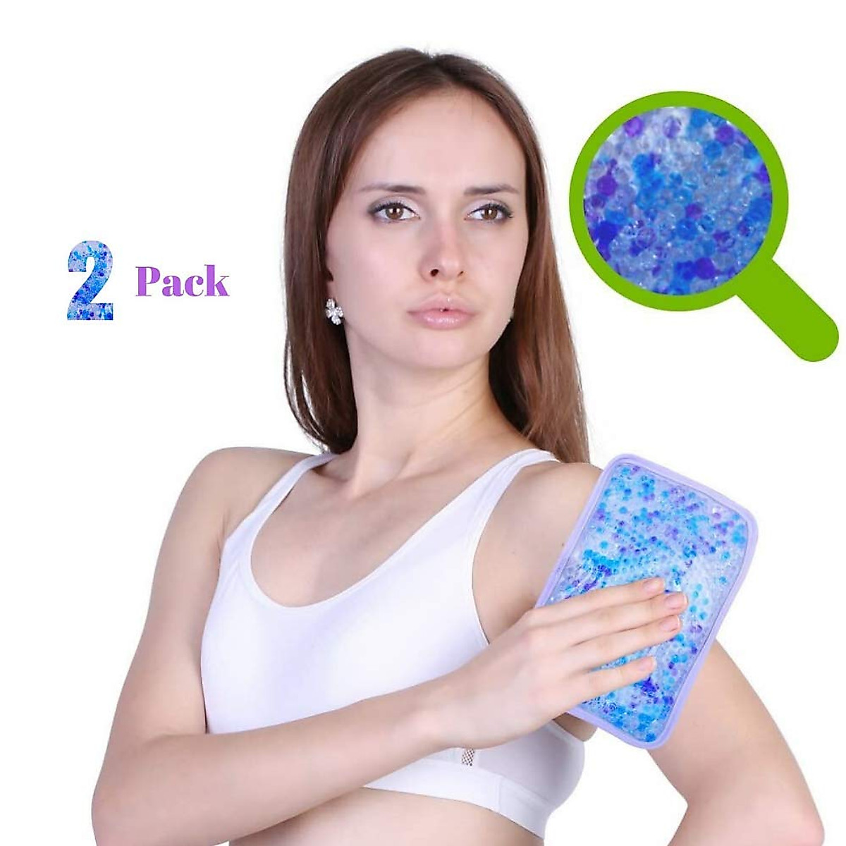 Hot and Cold Gel Bead Ice Pack (2-Pack) by FOMI Care | Lavender Scented | Reusable Cold Wrap, Cold Compress & Heating Pad | Freezable, Microwavable | Fabric Backing (7.5” x 4.5”)