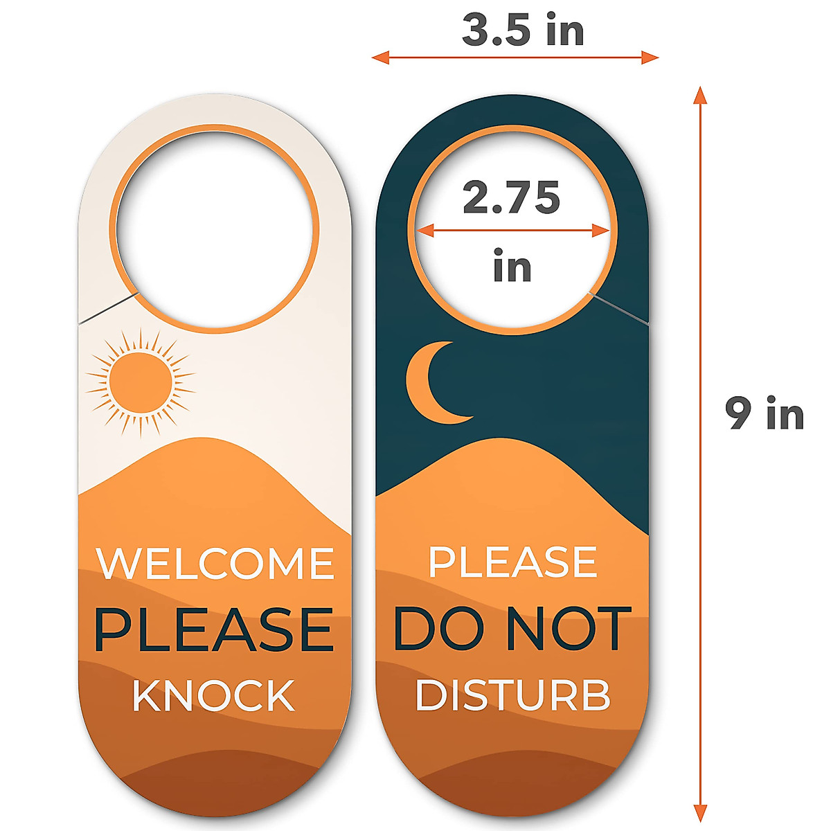 Do Not Disturb Door Hanger Sign, Welcome Please Knock - 2 Pack - 9 x 3.5" - Universal Fit - Perfect Signs for Bedroom, Hotel, Home Office for Privacy and Ensure People Do Not Enter