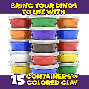 Creative Kids Dinosaur Air Dry Clay Kit for Kids - Build 3 Dinosaur Toys with Modeling Clay - Arts Crafts for Kids Ages 4-8 - Make Build Your Own Craft Dino STEM Models for Boys Girls