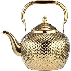 SANQIAHOME 2000ml teapot with Infuser stainless steel Water Boilers lifting handle Tea Maker Water Kettle for Induction/Gas gold