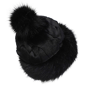 LA CARRIE Women's Faux Fur Hat Russian Cossack Pompom Cap for Winter Ski Snow(Black)