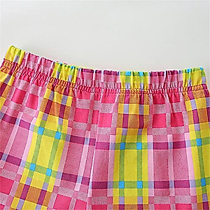 Toddler Girl Short Clothing Sets Easter Summer Cotton Casual Pink Watermelon Top Tee Shirts Check Shorts Beach Outfits Sets 3T