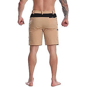 Surenow Men's Hiking Cargo Shorts Lightweight Quick-Dry Shorts Summer Outdoor Fishing Shorts Camping Travel Shorts for Men Khaki