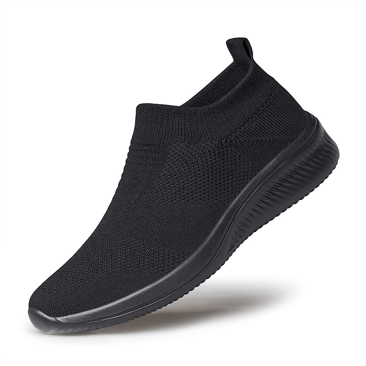 Vidbiv Men Slip on Casual Trainers Walking Shoes - Breathable Slip-on Lightweight Comfortable Tennis Mesh Sneaker Allblack