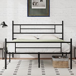 Novilla Queen Size Bed Frame with Headboard and Footboard, 14 Inch Metal Platform Bed Frame, Under Bed Storage, Strong Metal Slats Support, Mattress Foundation No Box Spring Needed