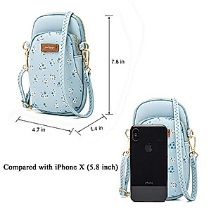 Techcircle Small Crossbody Purse for Girls, PU Leather Cell Phone Wallet Shoulder Bag with Removable Strap for iPhone, Samsung, LG 6" Smartphone, Blue