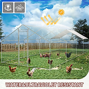 BESBLEE Galvanized Large Metal Chicken Coop Walkin Poultry Cage Hen Run House Rabbits Habitat Cage Spire Shaped Coops UV & Water Resistant Cover for Outdoor Backyard(13.1’L x 9.8’W x 6.5’H)