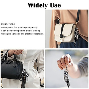 Crystal Car Keychain for Women, Fashion Keychain Accessories With Bling Rhinestones, Universal for Car Key (Black)