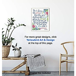 Jeremiah 29 11 Wall Art - For I Know the Plans I Have for You - Christian Inspirational Wall Decor - Religious Wall Art - Bible Verse Gifts - Catholic Wall Decor for Women - Scripture Wall Art