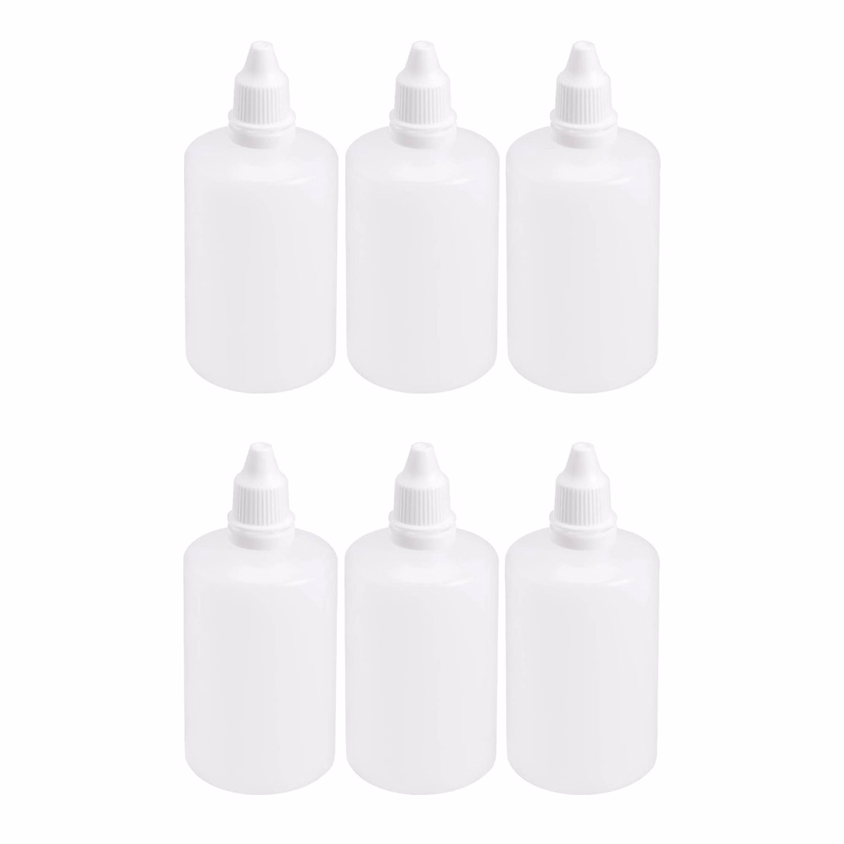 OFOWIN 6 Pcs Plastic Dropper Bottle, 100ml / 3.4oz Small Mouth Dropping Bottles with White Cap Empty Squeezable Liquid Drop Bottles for Solvents, Oils, Glue, Paint,Essence,E-liquid,E-juice,Saline