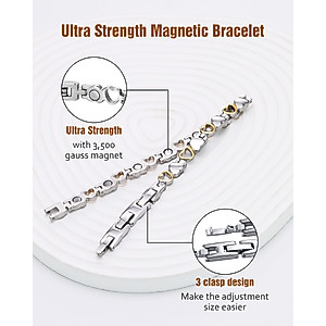 Jecanori Magnetic Bracelet for Women,Titanium Steel Brazaletes Jewelry Gifts with Adjustable Tool(Braveheart Series) Magnetic Field Therapy