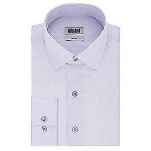 Kenneth Cole Unlisted Men's Dress Shirt Slim Fit Solid, Lilac, 15"-15.5" Neck 34"-35" Sleeve
