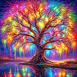 DIYCYCY Tree of Life Diamond Painting Kits for Adults,Full Drill Diamond Art Kits for Beginners,Round 5D DIY Diamond Dots Paintings, Diamonds Pictures Gem Art and Crafts Home Decor 13.78x13.78 inch