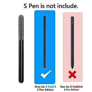 SIXBOX for Samsung Galaxy Z Fold 5 Case with Card Holder & S Pen Holder & Slide Lens Cover, Built-in Hinge Protection & Screen Protector, Durable Sturdy Phone Cover Case for Galaxy Z Fold 5, Black