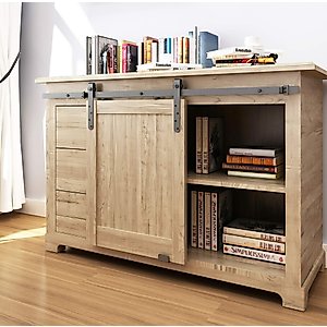 DIYHD TYL201 Hardware Wooden Black Strap Small Sliding Barn Door Track (Cabinet), 39" Mini Single Kit