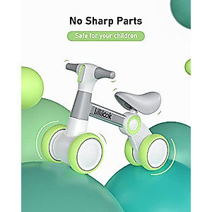 Lillilook Baby Balance Bike for Toddlers 1-3 Years Old, Riding Toys with 4 Wheels for Chilren Age 2, No Pedal Anti-Drop Baby Walker Bicycle, Kids First Bike Birthday Gift, for Boys Girls