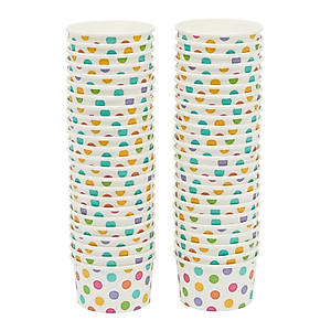 BLUE PANDA 50 Pack Rainbow Polka Dot Paper Ice Cream Cups, Dessert Bowls for Sundae Bar, Frozen Yogurt (8 oz)