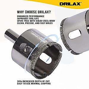 Drilax 1-1/2 Inch Diamond Hole Saw with Water Delivery System Guide Easy Drilling for Quartz, Granite, Marble, Porcelain, Ceramic, Glass Tiles - Complete Kit for Precise DIY Holes 1.5 inch