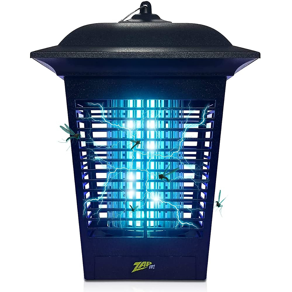 ZAP IT! Electric Bug Zapper Lantern - Indoor and Outdoor Plug-in 360 Degree Mosquito Control, Insect and Fly Killers | UV Light and Electric Shock Mosquito Killer Lamp | Includes Bug Collector
