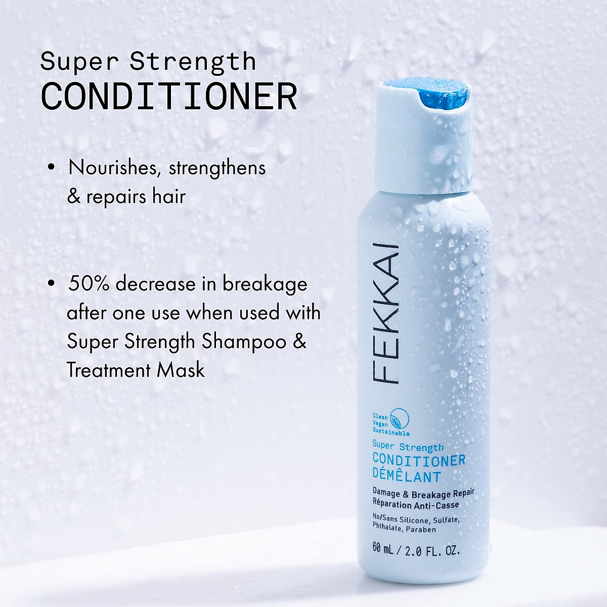 FEKKAI Super Strength Conditioner - 2 oz - Repairs, Strengthens & Nourishes - Salon Grade, EWG Compliant, Vegan & Cruelty Free